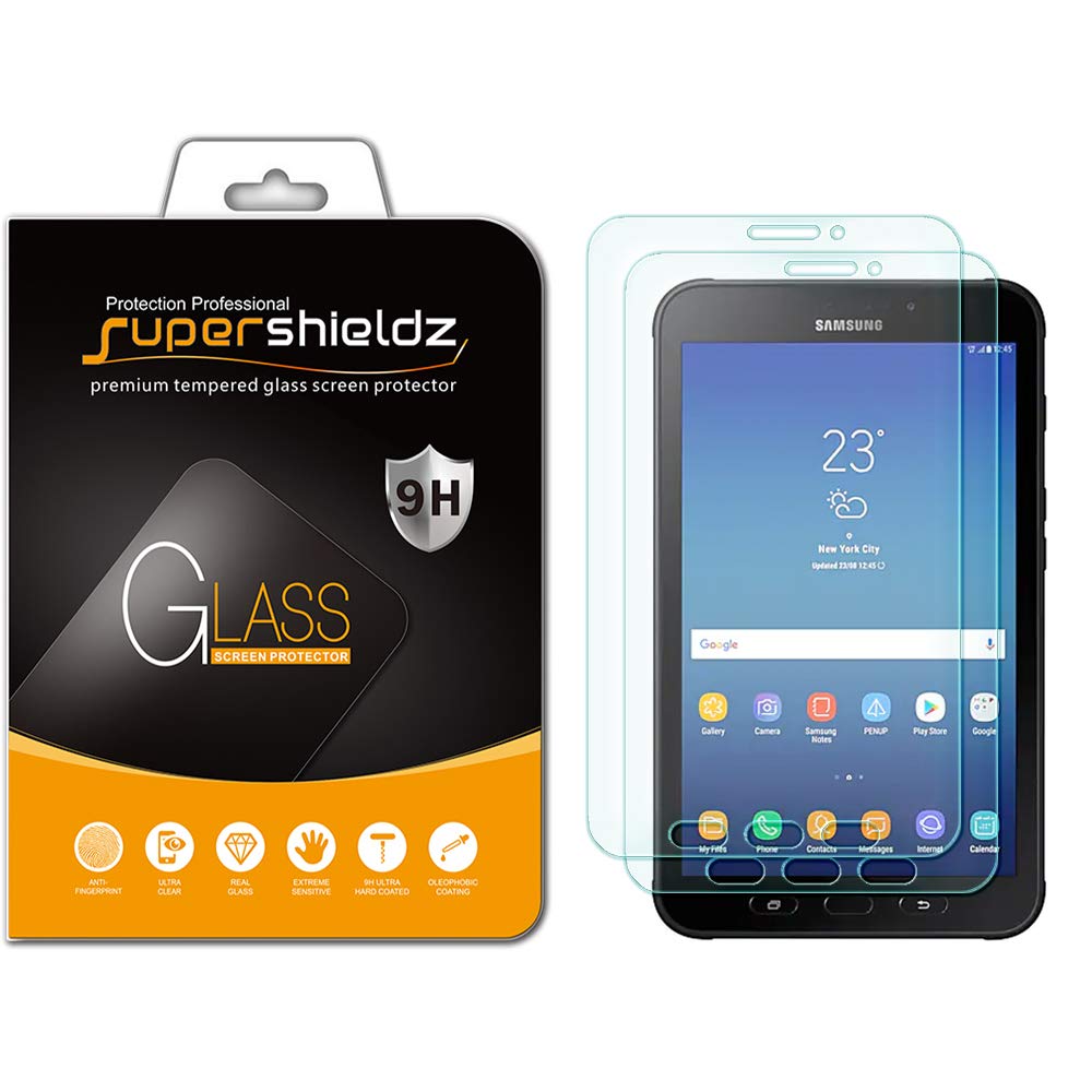 Supershieldz (2 Pack) Designed for Samsung Galaxy Tab Active2 (8 inch) Tempered Glass Screen Protector, Anti Scratch, Bubble Free