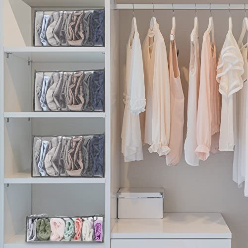 30 Pcs Wardrobe Clothes Organizer Clothing Drawer Organizer Foldable Mesh Closet Dividers Storage for Jeans, Trousers, T Shirts and Skirts (7 Grid)