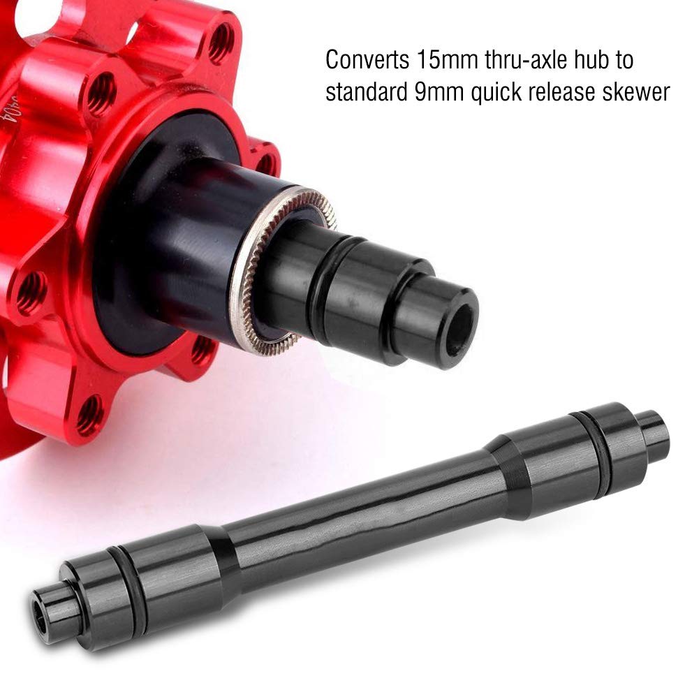 15mm Thru Axle Hub Adapter to 9mm Quick Release Skewers Adapter Conversion for 100mm Mountain Bike Front Wheel(Black)