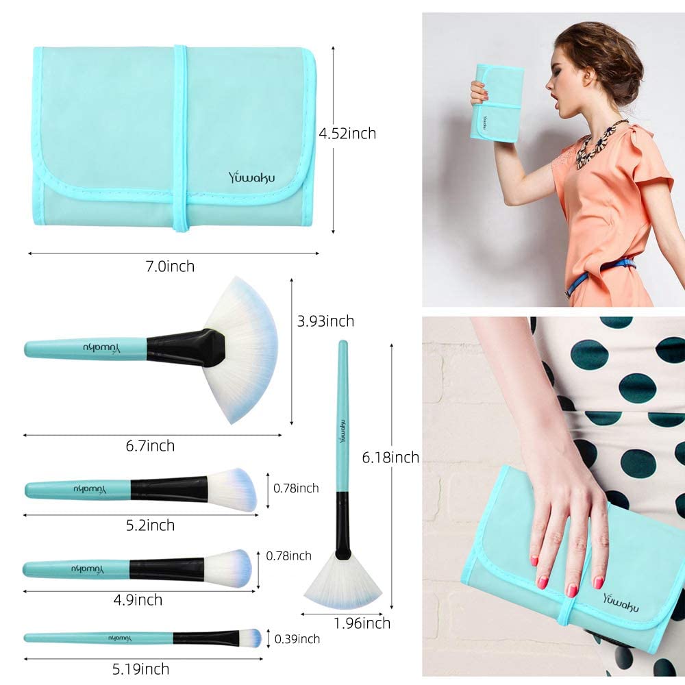 Blue Makeup Brushes, 32Pcs Essential Eyeshadow Eyeliner Face Powder Cream Liquid Cosmetic Brushes Kits with Cruelty-Free Synthetic Fiber Bristles