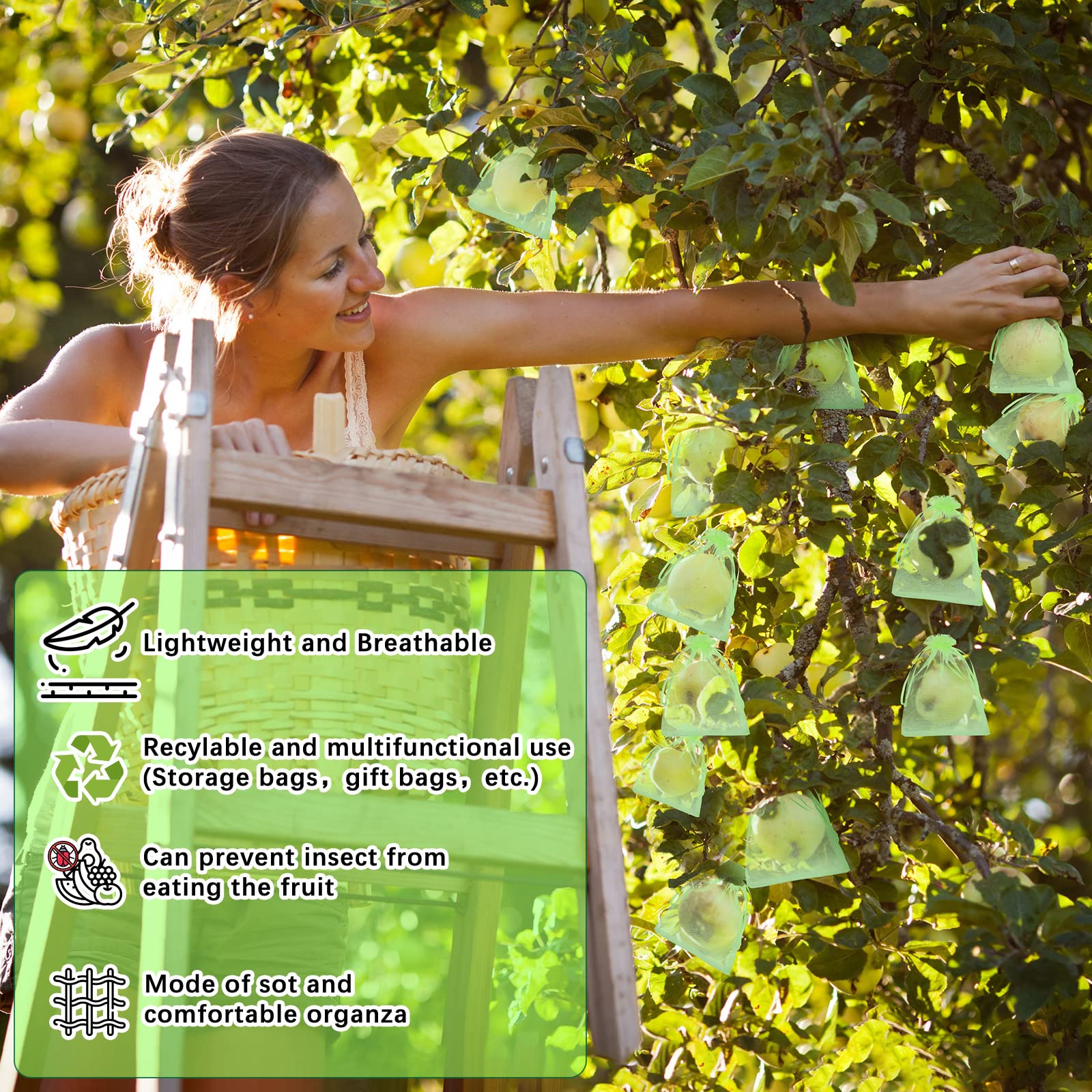 200 Pcs Fruit Protection Bags Fruit Netting Bags with Drawstring Fruit Bags for Fruit Fruit Protect Bags Vegetable Fruit Net Fruit Cover Mesh Bag for Protecting Fruits(Fruit Green,6 x 8 Inch)