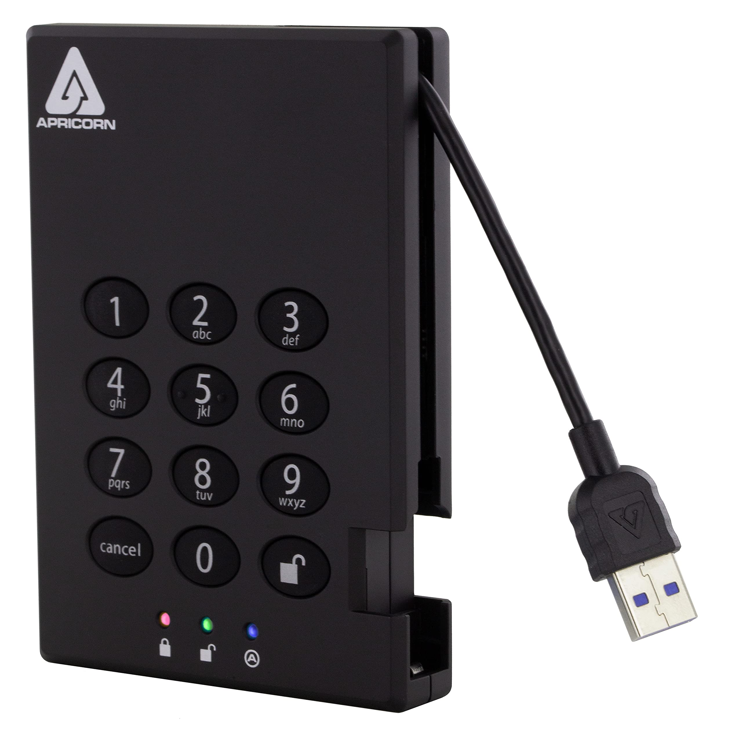 Apricorn 1TB Aegis Padlock USB 3.0 256-bit AES XTS Hardware Encrypted Portable External Hard Drive (A25-3PL256-1000)
