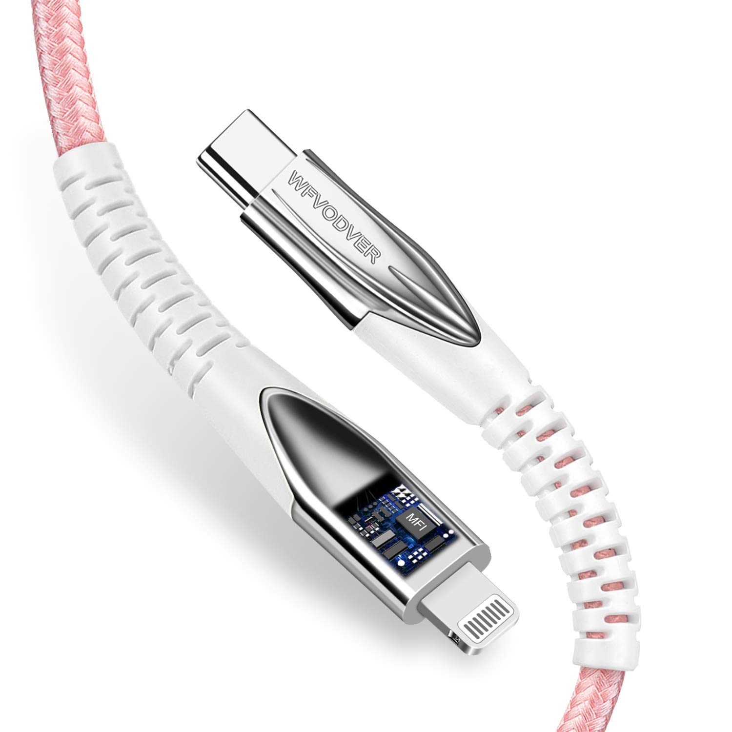 WFVODVER USB-C to Lightning Cable [MFI Certified] 10FT/3M iPhone 12 Nylon Braided Type C Fast Charging Cable Compatible with iPhone 12/12Mini/12 Pro/11/11Pro/11 Pro Max/X/XS/XR/XS MAX (Pink)