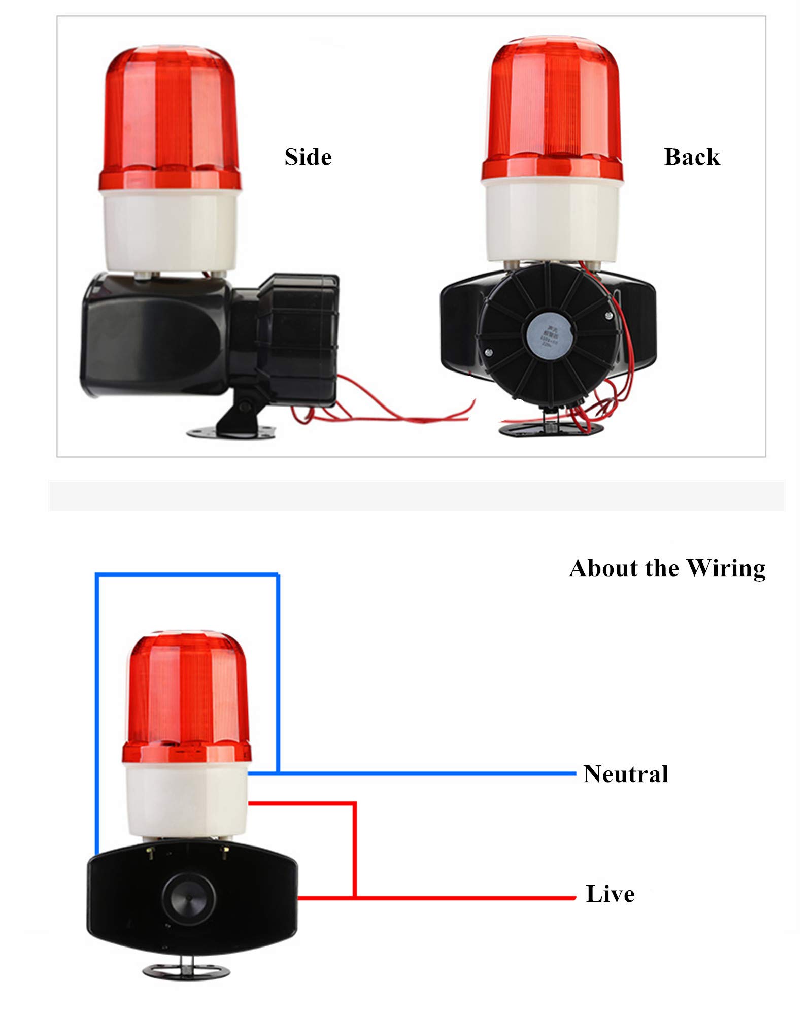 JIAWANSHUN Industrial Sound and Light Alarm Siren Horn with Strobe Outdoor/Indoor AC110V Emergency Flashing Light