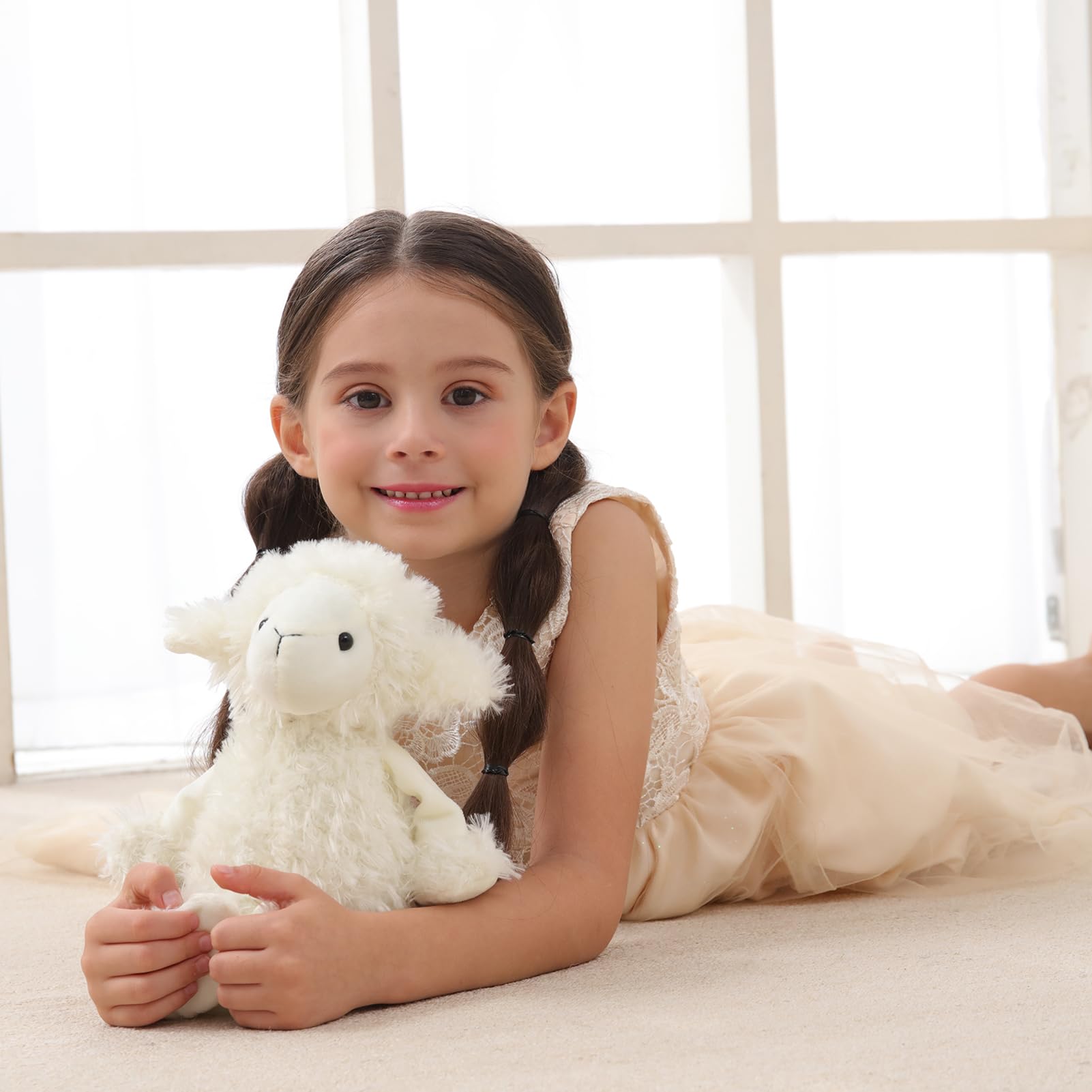 Apricot Lamb Toys Plush White Plush Lamb Stuffed Animal Soft Cuddly Perfect for Child (White Plush Lamb ,8.5 Inches