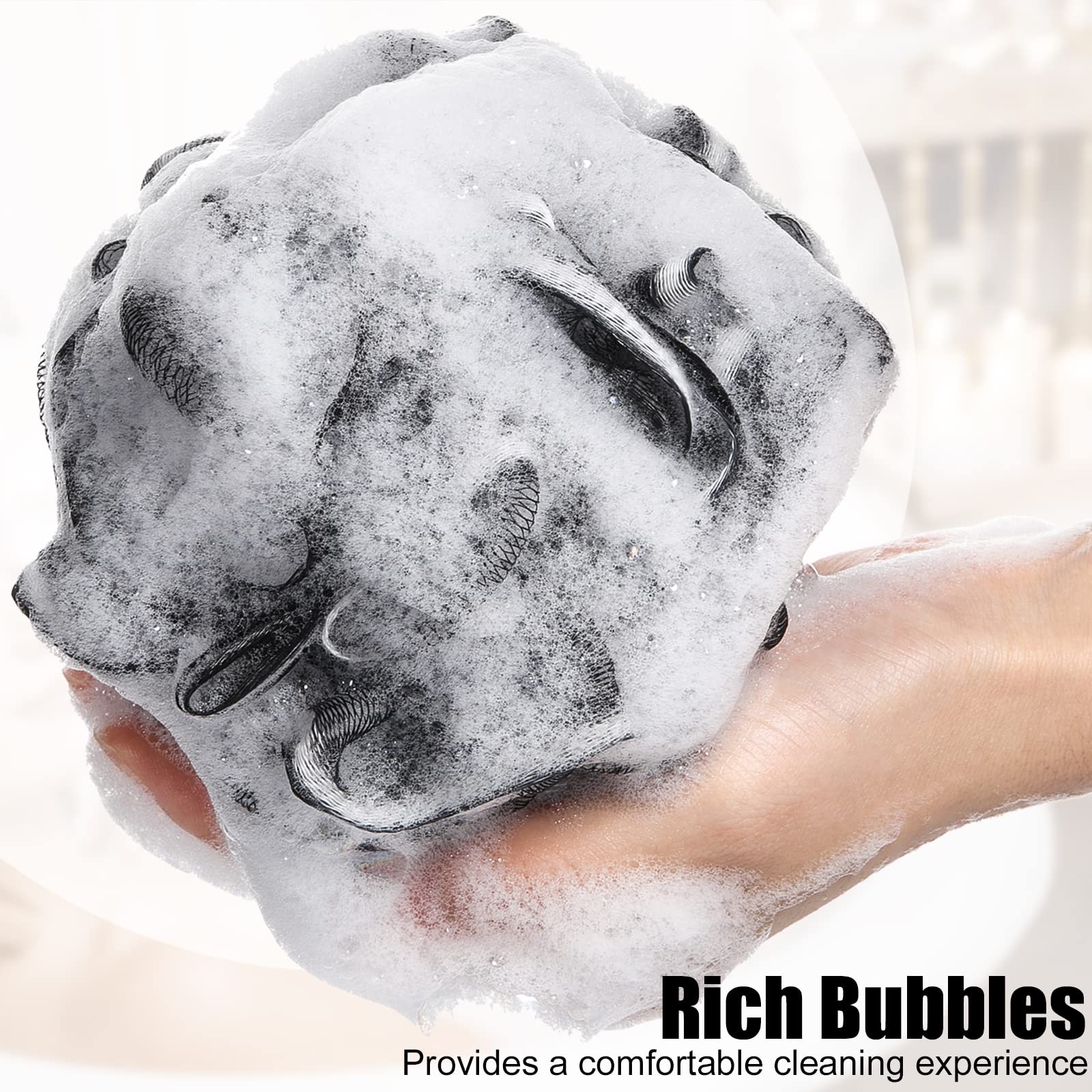 24 Pcs Loofahs Bulk Shower Bath Sponge 60 g Bamboo Charcoal Body Shower Loofah Shower Pouf Large Mesh Bath Puff for Men and Women Bathing Accessories