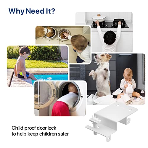 Child Proof Door Top Lock - Loswsdg Kids Safety Door Lock Made of Durable Metal - Adjustable Sliding Top Door Lock for 0.6-2.2" Thick Doors - Can Open Door from Both Sides (White, 1PCS)