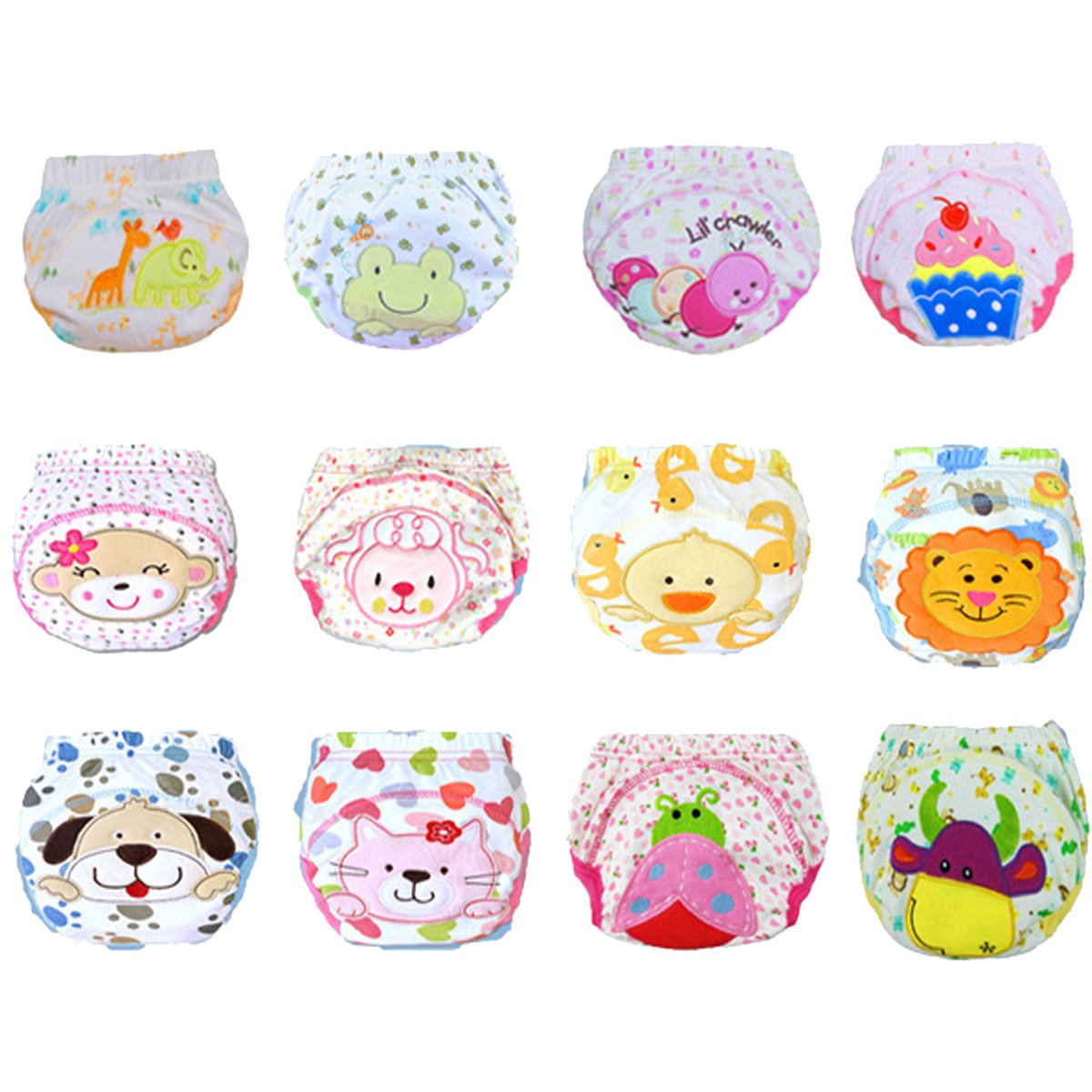 AUBIG Baby Boys Bloomers 4Pcs Toddler Girls Toilet Pee Potty Training Pants Cotton Underwear Ruffle Underpants Breathable Panties