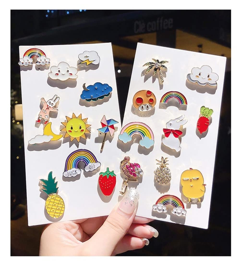 20 Random Enamel Pin Brooches Badges Cute INS Tide Personalized Pins Accessories Cartoon Clothes Hat Metal Small Jewelry (20)