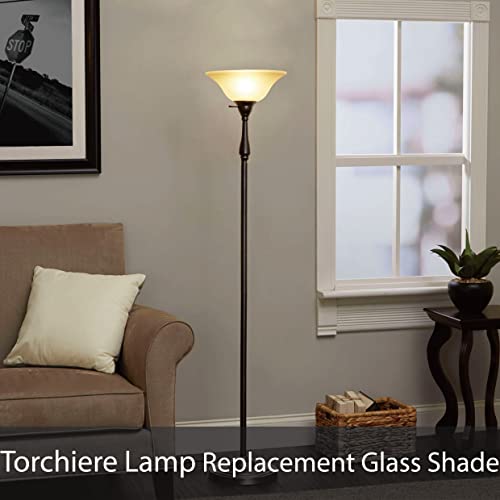 Aspen Creative 23510-11,Alabaster Replacement Glass Shade for Medium Base Socket Torchiere Lamp, Swag Lamp and Pendant, 14" Diameter x 4-3/4" High.