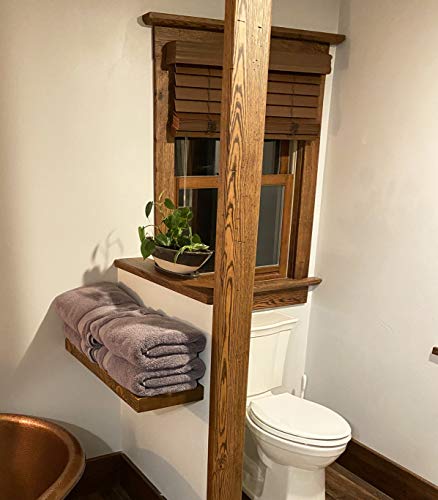 Joel's Antiques Floating Wall Shelf - 24-Inch Wood Decor & Shelving for Bathroom, Kitchen, Living Room, & Farmhouse - Wall-Mounted Rustic Stand, Wooden Hanging Display - Medium Brown, 24" x 10" x 2"