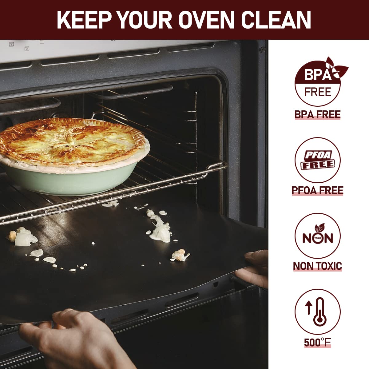 3 Pack Oven Liners for Bottom of Oven, Large Reusable Heavy Duty Oven Liners Protector Mats for Gas Oven Electric Oven Baking Sheet Toaster Microwave Grill, Nonstick BPA and PFOA Free, 23.62x15.75 in