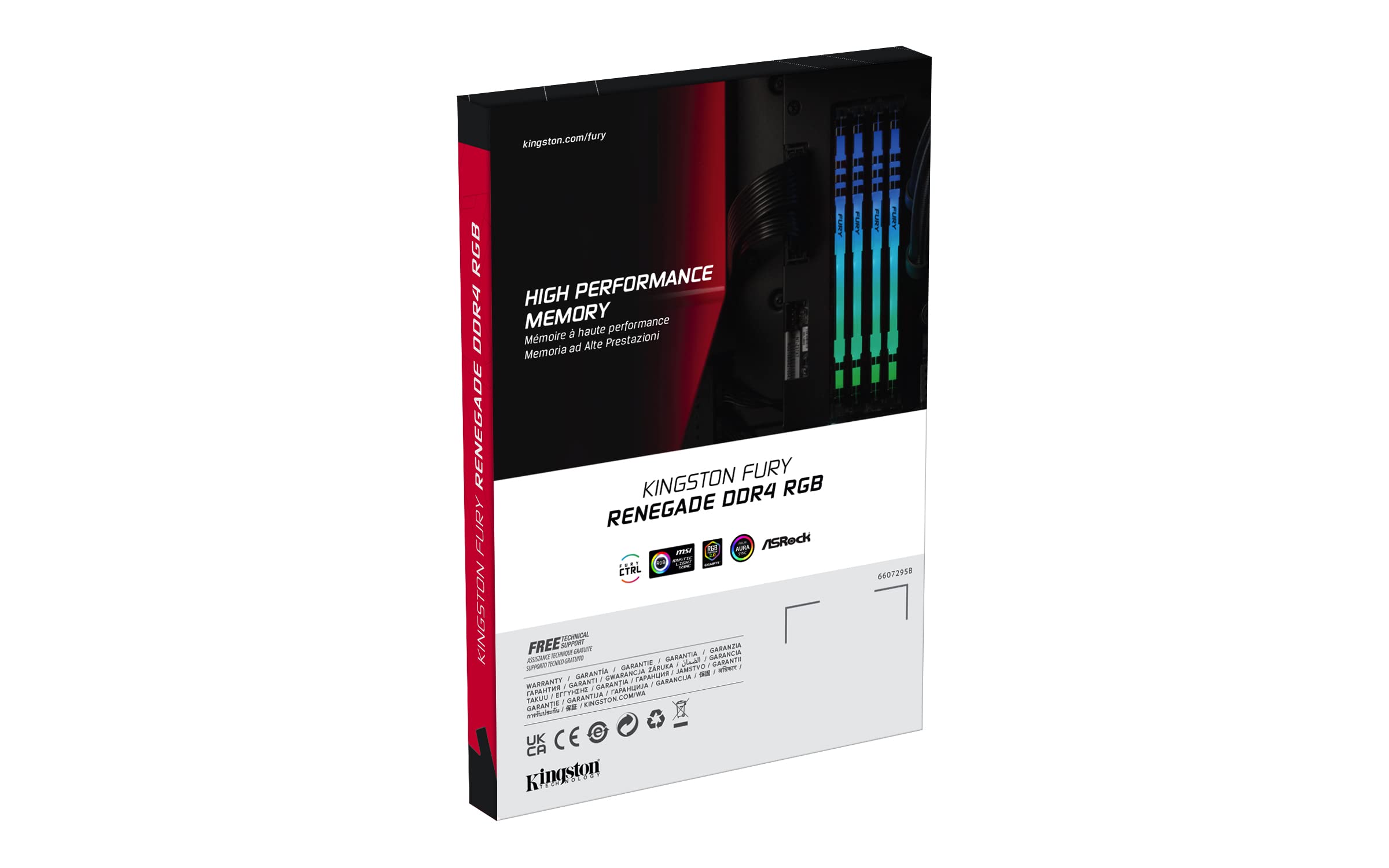 Kingston Fury Renegade RGB 16 GB (2 x 8 GB) 3600 MHz DDR4 CL16 Desktop Memory Kit of 2 KF436C16RBAK2/16