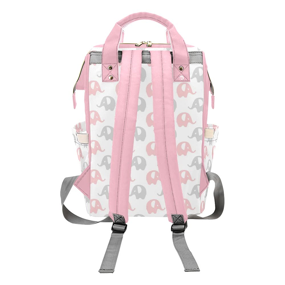 Pink Gray White Elephants Diaper Bags Backpack Personalized Baby Bag Nursing Nappy Bag Travel Tote Bag Gifts