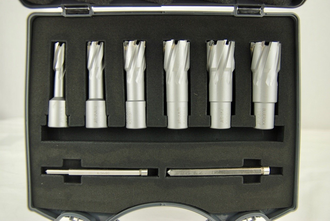 BLUEROCK 6 Piece Set 1-3/8" Depth Tungsten Carbide Tip (TCT) Annular Cutter Bits for Magnetic Drill