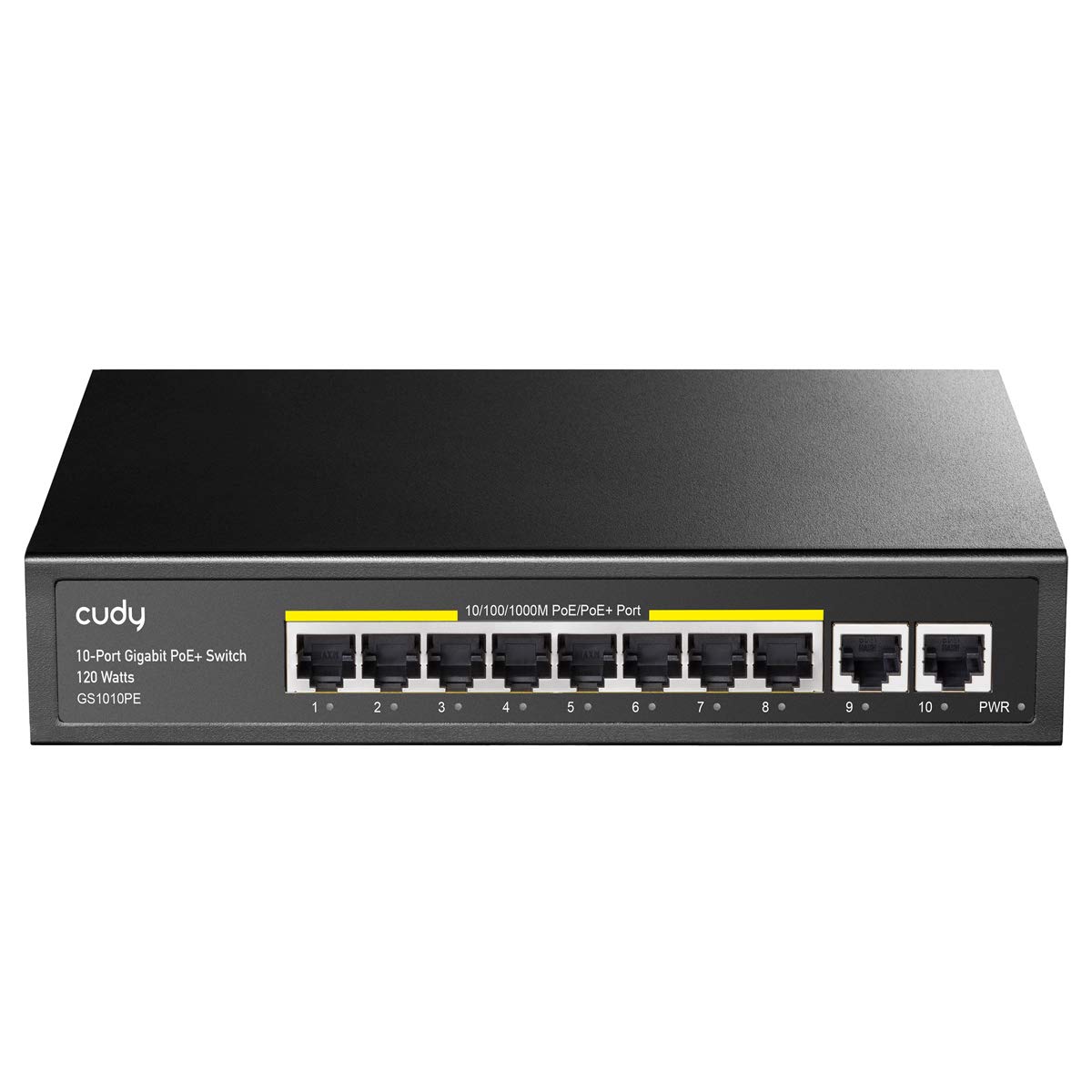 Cudy 8 Port Gigabit PoE Switch, 120 Watts PoE Budget, 8 10/100/1000Mbps PoE+ Ports, 2 Gigabit Uplink Ports , 802.3at, 802.3af, 1/2 (+), 3/6 (-), Fanless, Plug and Play, GS1010PE