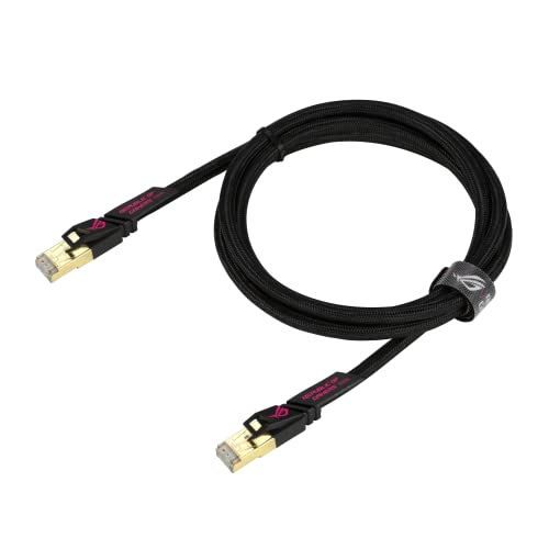 ASUS ROG Cat7 Ethernet Cable – 10 ft Shielded Gaming LAN network cable high speed network up to 600MHz & 10GB Transfer Rates, Nylon Braided, Gold Plated