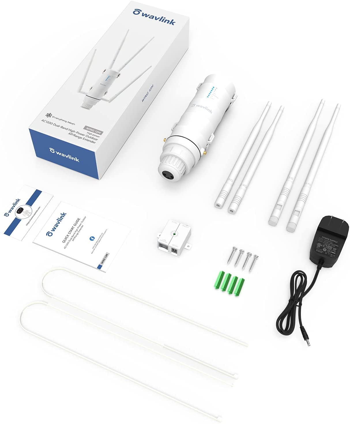 AC1200 Dual Band 2.4+5GHz 1200Mbps Long Range Outdoor WiFi Mesh Extender with Ethernet Port & 4 Antennas, Weatherproof Outside Access Point (AP)/Wireless Repeater/Signal Booster Amplifier (WN572HP3)