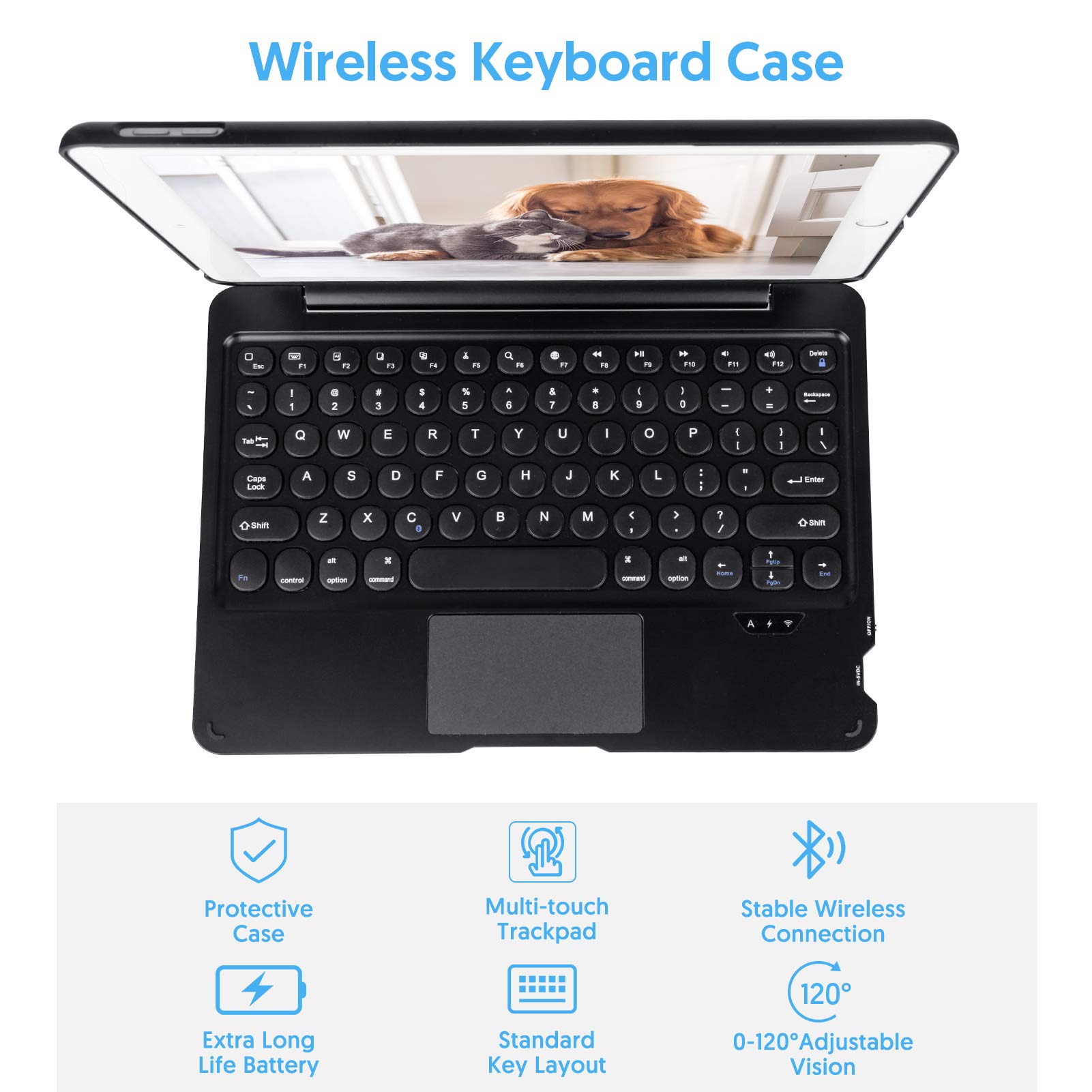 LAVO-TECH Wireless Bluetooth Keyboard Case 10.2" 10.5" with Touchpad for iPad 9th 8th 7th Gen, iPad Air 3rd, iPad Pro 10.5", Smart Wireless Keyboard Case 360° Full Protection Cover