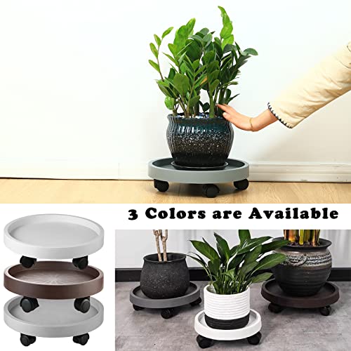 3 Pack Plant Caddy with Wheels Rolling Plant Stand with Wheels 13 Inch Plant Dolly Heavy Duty Large Potted Plant Mover with Casters for Indoor and Outdoor, Grey