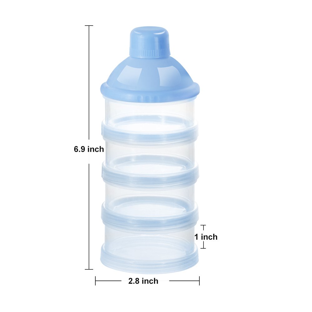 Accmor Formula Dispenser On The Go, 4 Compartments Stackable Formula Container for Travel, Baby Milk Powder Kids Snack Container, BPA Free 