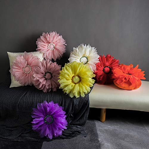 OiseauVoler Decorative Throw Pillow Handmade Luxury Cushion Accent 3D Flower Round Pillow with Insert for Couch Bedroom Home Decor 12 Inch White
