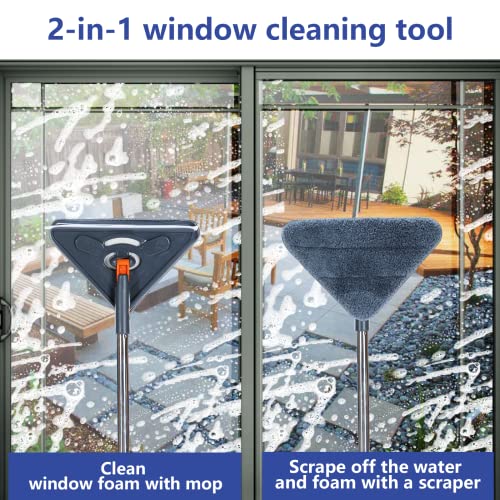 85" Wall Mop, Wall Cleaner with Long Handle, 360° Rotation, Ceiling Cleaning Tool with Extension Pole 39" to 85 ",6 Microfiber Chenille Pads