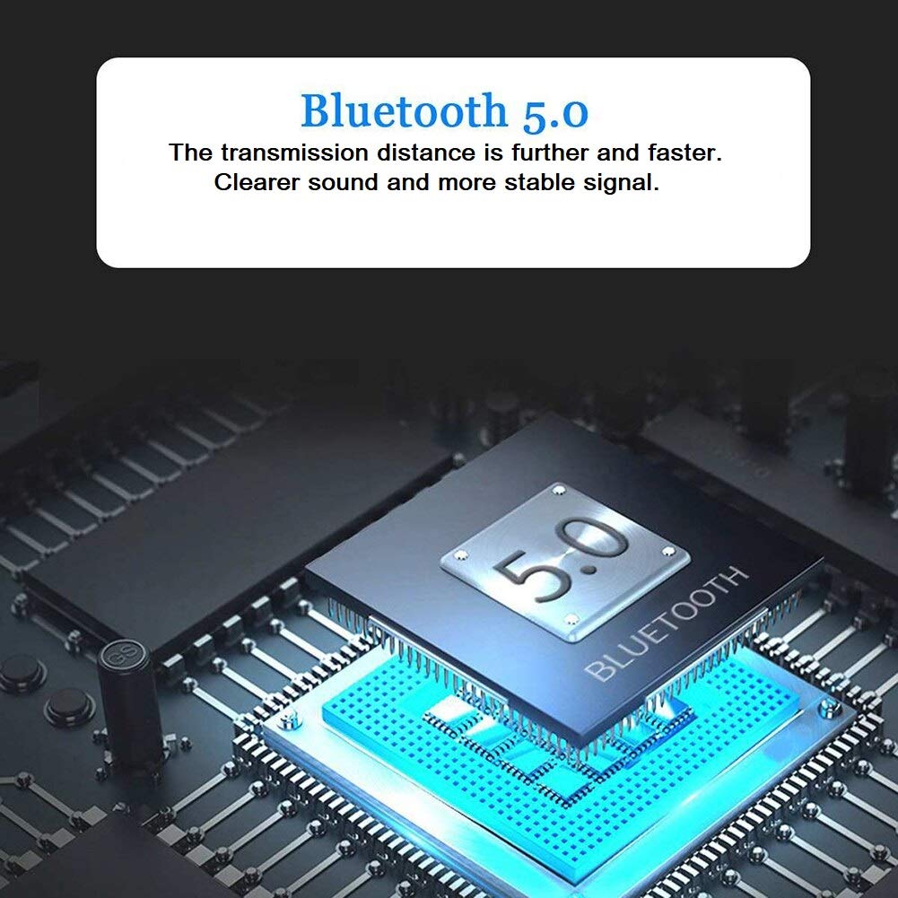 Bluetooth 5.0 Wireless Earbuds with Wireless Charging Case IPX8 Waterproof TWS Stereo Earphones Premium Sound Cordless in-Ear Built in Mic Headset Hands-Free Call Microphone for Sport Black
