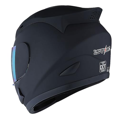 1Storm Motorcycle Bike Full Face Helmet Mechanic Skull: HJDJ11 Matt Black
