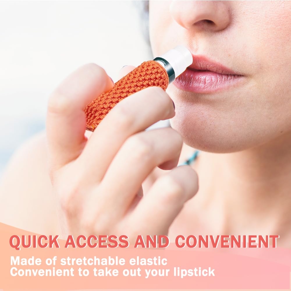 WKieason Lip Balm Sleeves Holder Keychain 3pcs Clip on Chapstick Keychain Holder Pouch Tight-Knit Elastic Lipstick Key Chain Holder (Black)