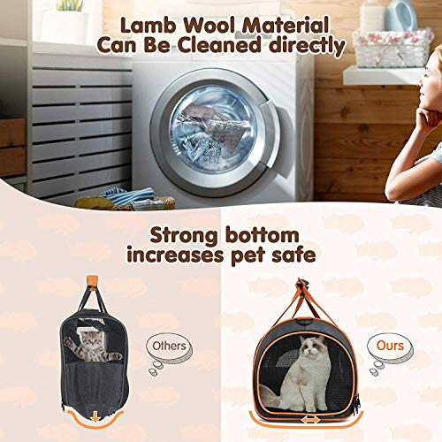 OKMEE Cat Carrier TSA Airline Approved with Ventilation for Small Medium Cats Dogs Puppies, Dog Carrier with Big Space, 5 Mesh Windows, 4 Open Doors for Comfortable Travelling.