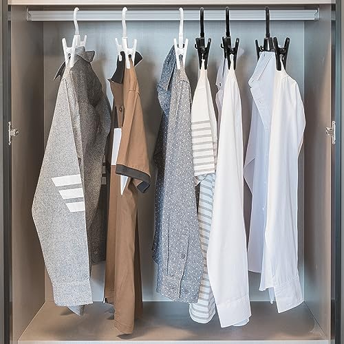 30 Pack Pants Hangers with Clips - POZEAN Plastic Hangers Stackable Skirt Hangers, Clothes Hangers with 360°Rotating & Adjustable Clips, Pants Hangers Space Saving for Pants, Skirts, Shorts (White)