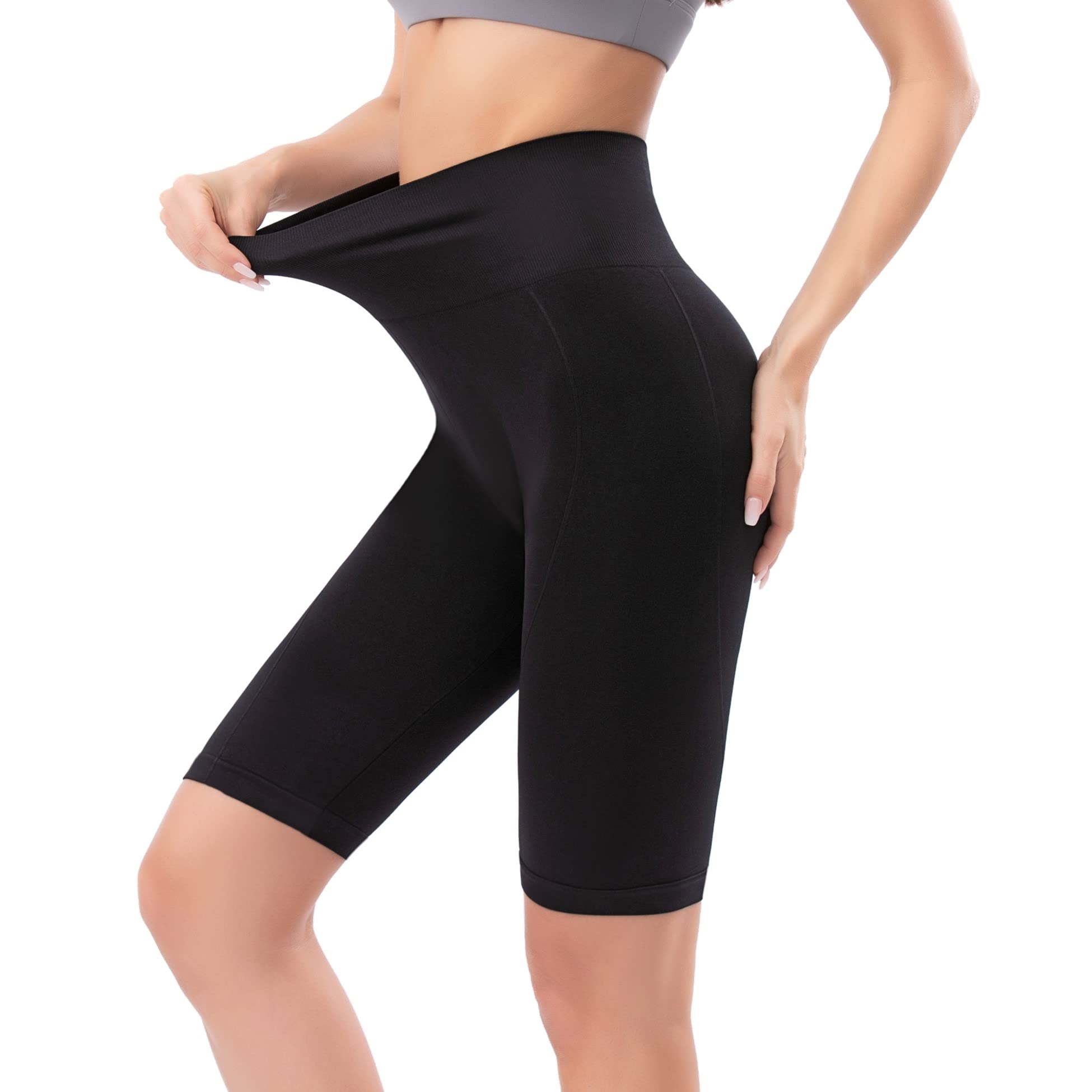 2 Pack Workout Yoga Shorts for Women High Waisted Tummy Control Athletic Workout Shorts (2 Piece) Black