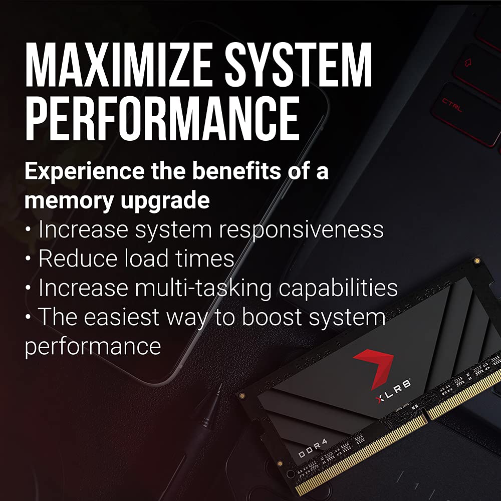 PNY XLR8 Gaming 32GB (2x16GB) DDR4 DRAM 3200MHz (PC4-25600) CL20 1.2V Dual Channel Overclocked Notebook/Laptop (SODIMM) Computer Memory Kit β MN32GK2D43200X