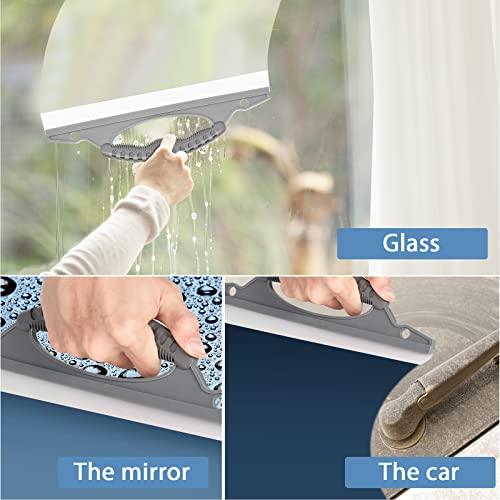 2pcs Car Glass Dryer Squeegee, Silicone Waterblade Wash Window Wiper, Windshield Cleaning Vehicle Scraper Scrubber Duster Windows Squeegee for Glass Mirror Car Window