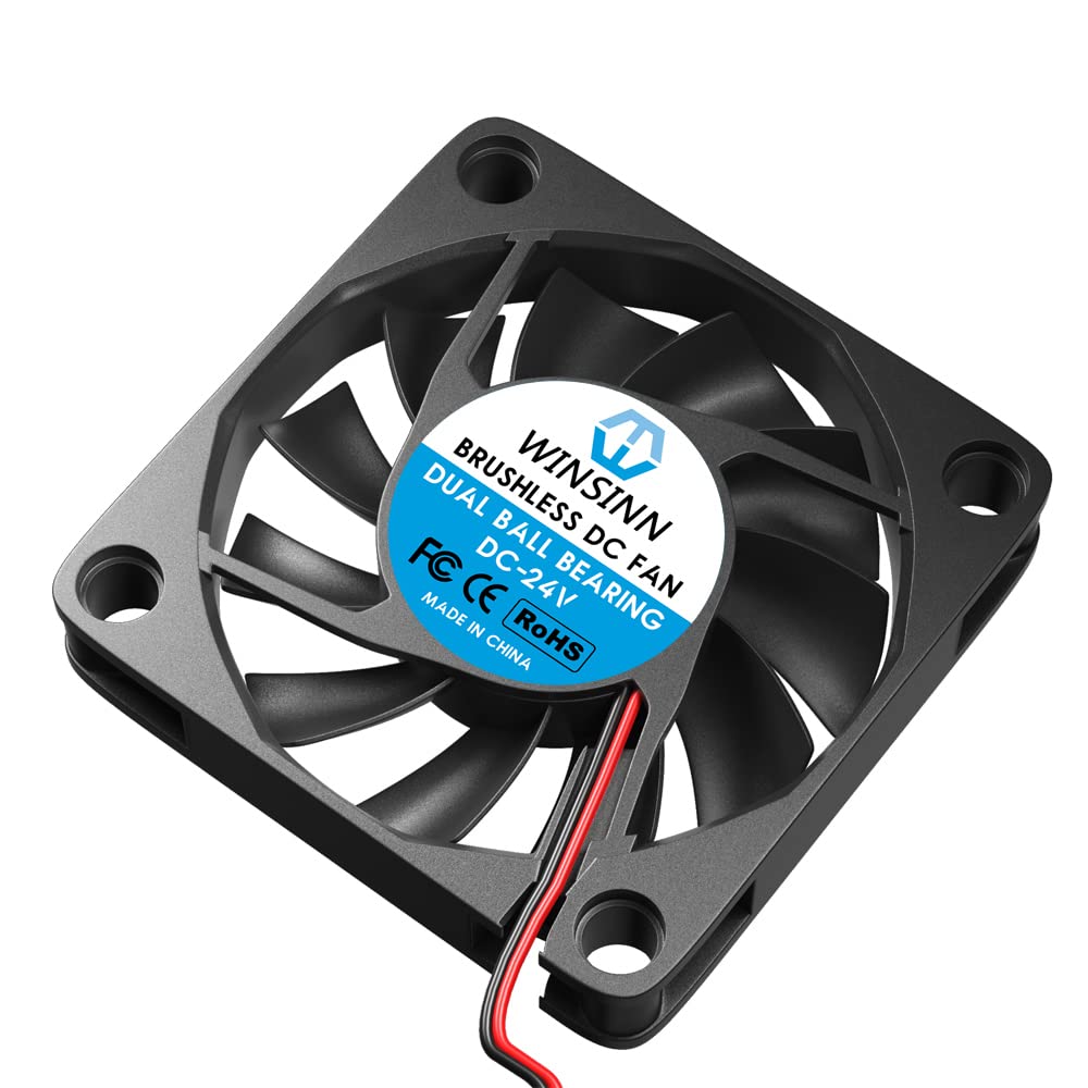 WINSINN DC 60mm Fan 24V 6010 Dual Ball Bearing Brushless Cooling 60mmx10mm 2PIN (Pack of 2Pcs)