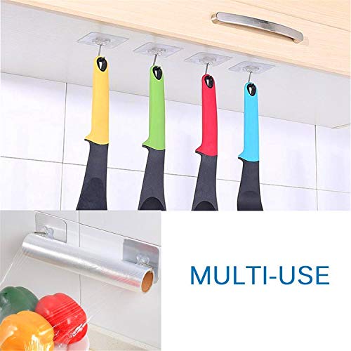 30 PCS Adhesive Hooks Wall Hanger Hook 13lb(Max), Bathroom Kitchen Transparent Reusable Seamless Scratch Wall Hooks for Bathrobe Coats Ceiling Hanger,Hanging Waterproof Plastic Hooks