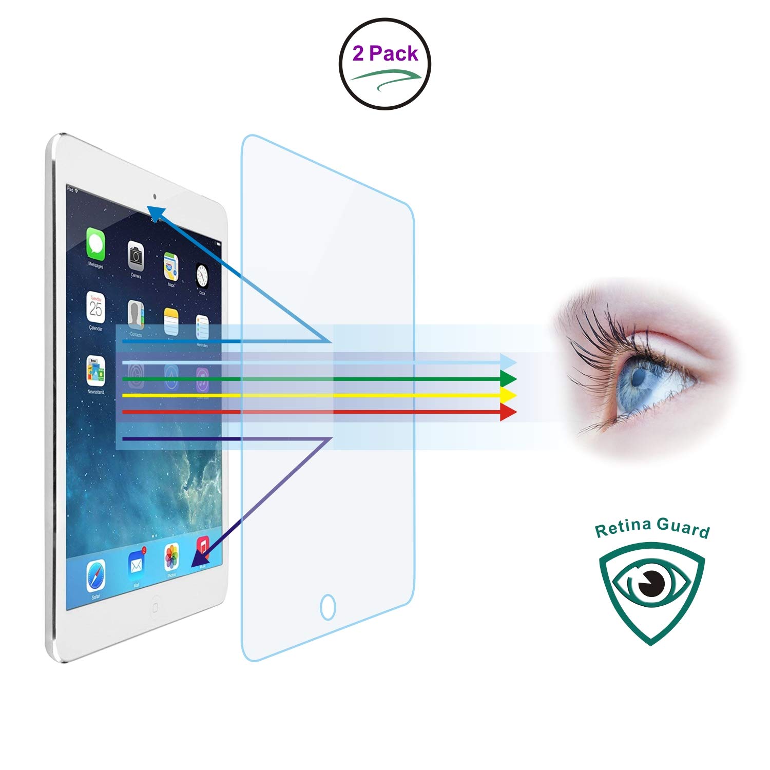 Entwth Anti Blue Light Tempered Glass Screen Protector[2 Packs] for iPad Air/Air 2/iPad 9.7"(2018/2017)/iPad Pro 9.7"[Eye Protect]Blocks Excessive Harmful Blue Light & UV 9H Anti Glare Anti-Scratches