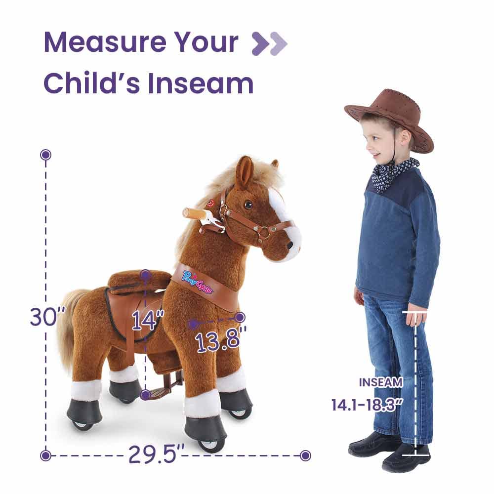PonyCycle Ride on Horse Toy Plush Walking Animal Classic Model U Brown Horse Size 3 for Age 3-5 Ux324
