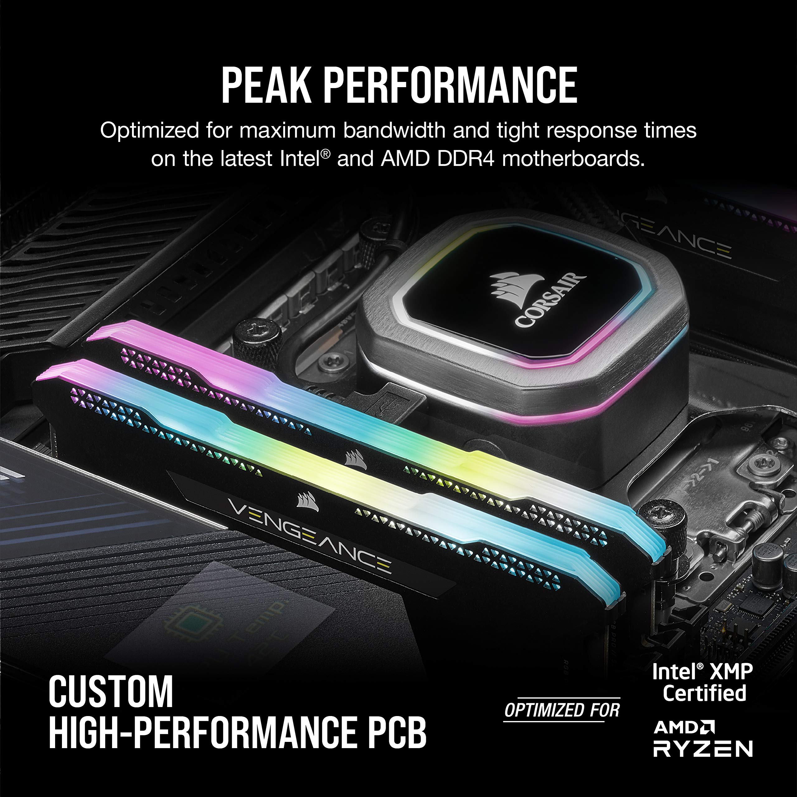 Corsair Vengeance RGB Pro SL 32GB (4x8GB) DDR4 3200 (PC4-25600) C16 1.35V - Black (CMH32GX4M4E3200C16)
