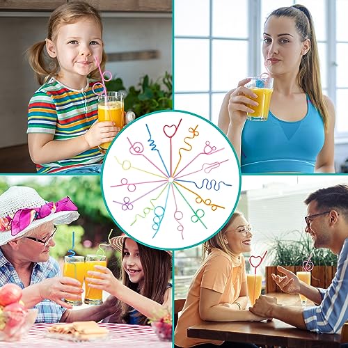 30 pcs Crazy Straws Silly Straws Plastic Straws Reusable Drinking Straws forClassroom Activities Valentines Day Gift Christmas Birthday Wedding Party Supplies