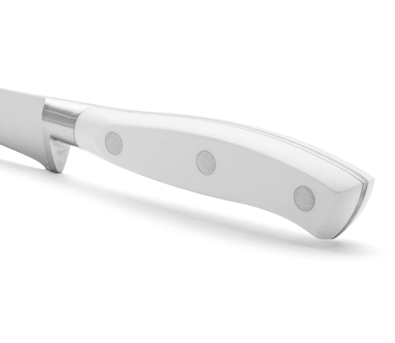 ARCOS Forged Slicing Knife / Ham Knife 10 Inch Nitrum Stainless Steel and 250 mm blade. Ergonomic Polyoxymethylene POM Handle. Series Riviera Blanc. Thin blade with a characteristic smooth edge. Color White.