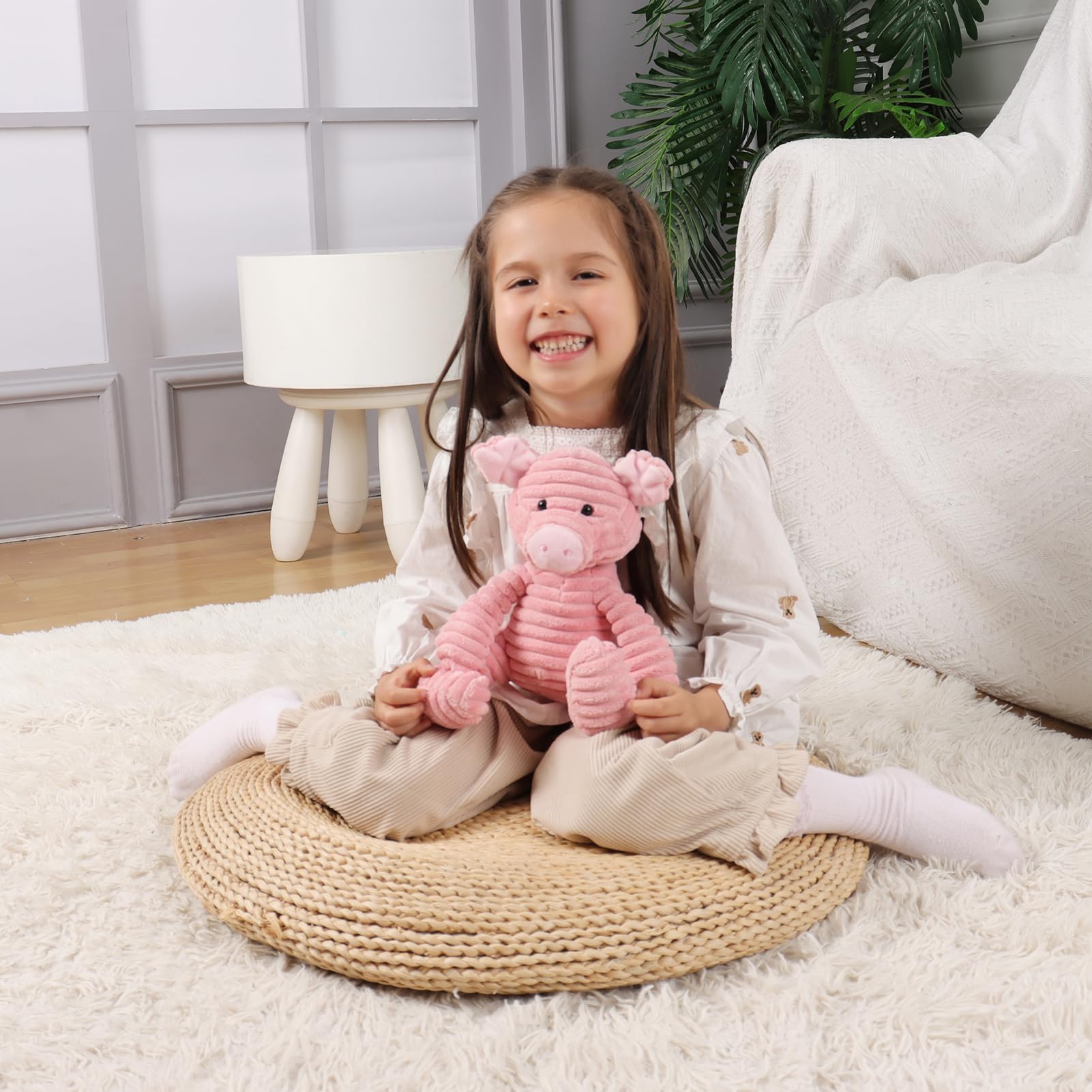 Apricot Lamb Plush Toys Corduroy Pig Stuffed Animal Soft Cuddly Perfect for Child (Corduroy Pig,8.5 Inches)