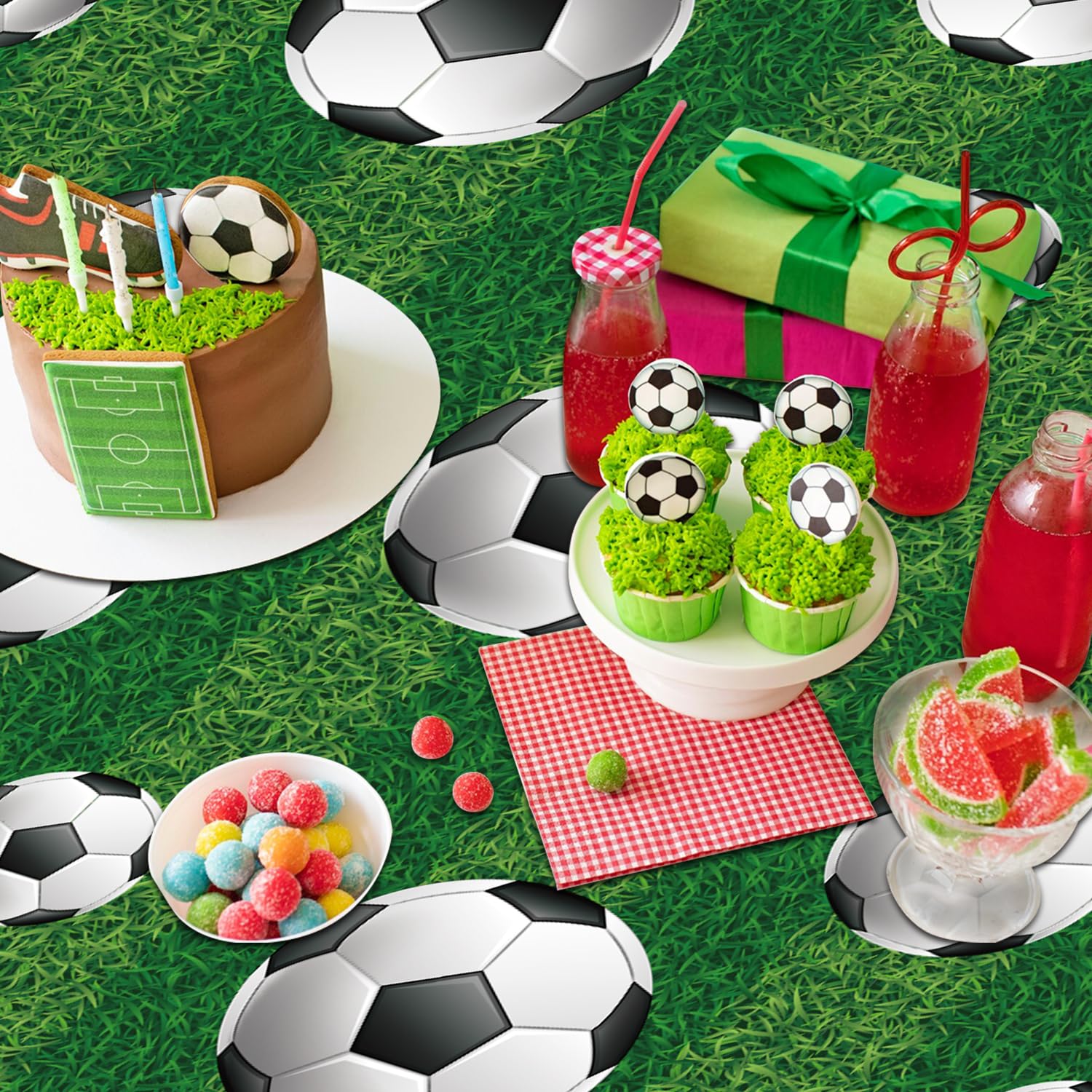 4 Pack Soccer Party Tablecloth Soccer Table Cloth Soccer Rectangular Plastic Table Cover Sports Theme Party Table Covers Soccer Birthday Decorations Soccer Theme Birthday Party Supplies 86 x 51 Inch