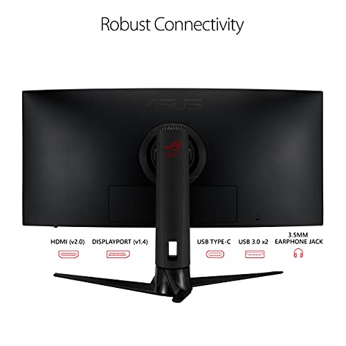 ASUS ROG Strix 34” Gaming Monitor (XG349C) - UWQHD (3440 x 1440), 180Hz, 1ms, Extreme Low Motion Blur Sync, 135% sRGB, G-Sync Compatible, DisplayHDR 400, Eye Care, USB-C, DisplayPort, HDMI, Black