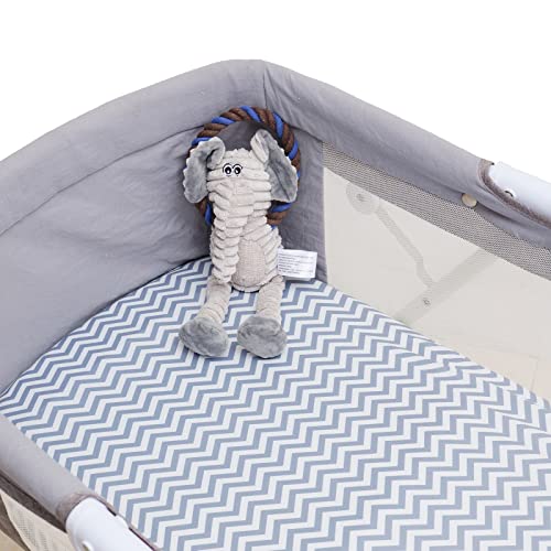 Bassinet Sheets 4 Pack for Baby Unisex, Stretchy Jersey Knitted Fitted Sheet Universal for Oval Rectangle and Hourglass Bassinet Mattress, White and Grey, Neutral for Baby Boy and Girl
