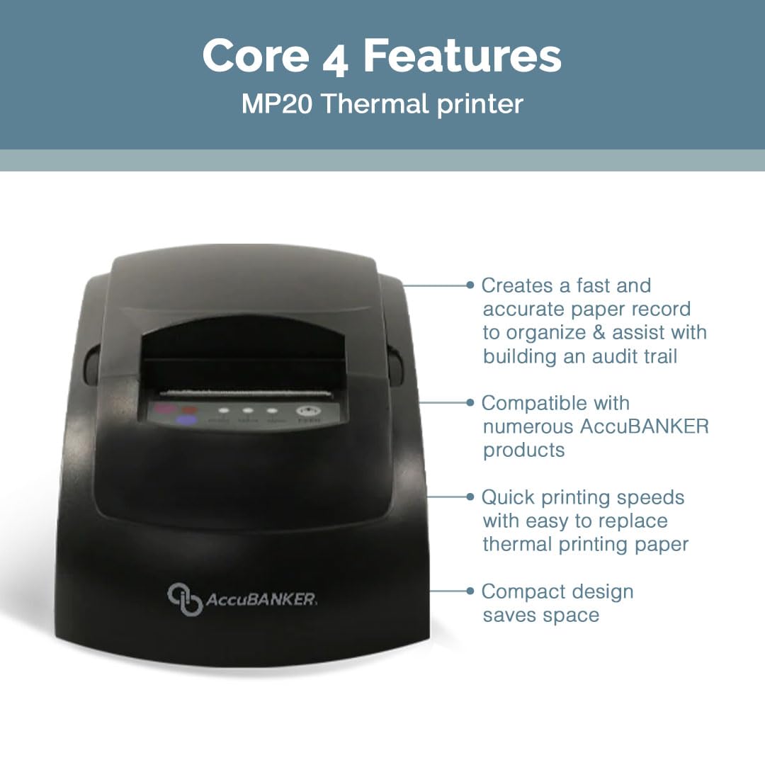 AccuBANKER MP20-58 Thermal Printer for AB5800 Bill Counter - Prints Reports of Verified Bills, Quick and Easy to Use, Compact Design, Quick Printing Speed, Low Noise Level (AB5800 Compatibility)