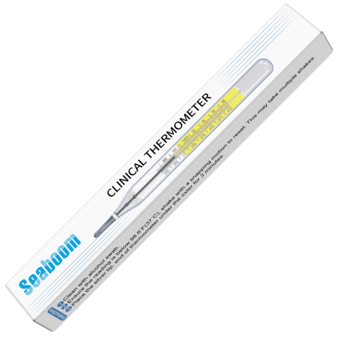 3 PK Glass Thermometer Mercury Free Clinic Thermometer Traditional Thermometer Dual Scale Mercury Free C&F 3PK