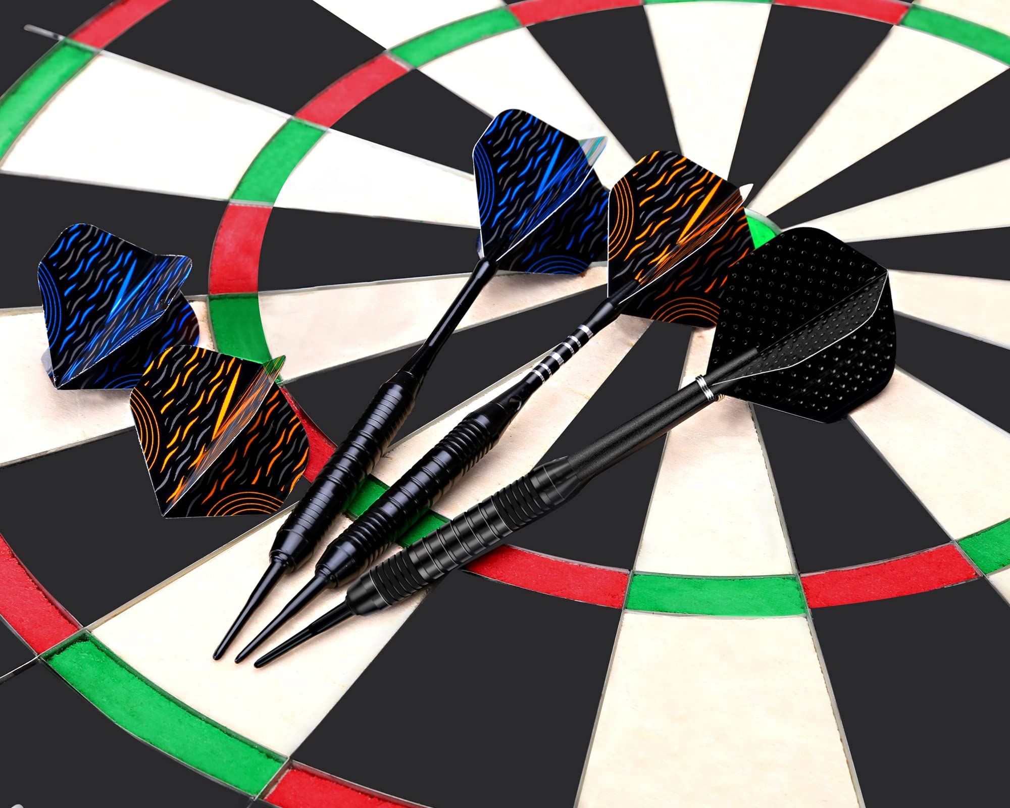 12PCS Soft Tip Darts Set 18 Grams, Darts Plastic Tip with Aluminum Shafts, Extra 50 Rubber O-rings 50 tips 6 Nylon Shafts 12 Spring Rings 16 Flights Protector Tool Kit for Electronic Dart Board