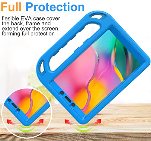 BMOUO for Samsung Galaxy Tab A 8.0 Case 2019 SM-T290/T295, Tab A 8.0 2019 Case with Screen Protector, Shockproof Light Weight Handle Stand Galaxy Tab A 8.0 inch 2019 Kids Case Without S Pen - Blue